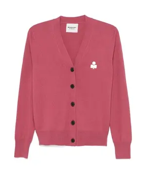 Isabel Marant Étoile Karina V-neck Cardigan With Embroidered Logo - Red