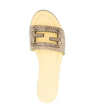 Fendi Baguette Logo Detailed Slides - Nude