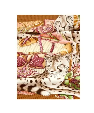 FERRAGAMO Floral Printed Square Shape Scarf - Beige/camel