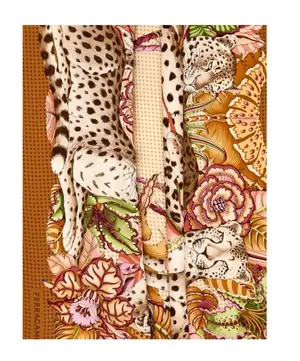 FERRAGAMO Floral Printed Square Shape Scarf - Beige/camel