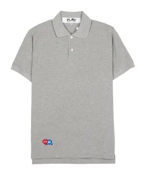 Play Comme Des Garcon Logo-appliqué Cotton Polo Shirt