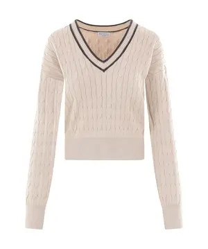 Brunello Cucinelli Cable-knit V-neck Jumper