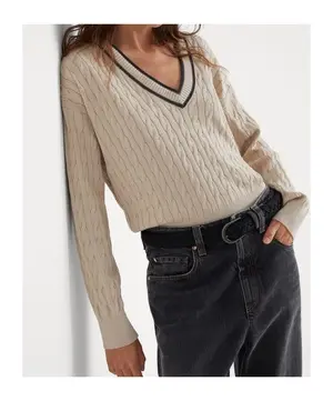 Brunello Cucinelli Cable-knit V-neck Jumper