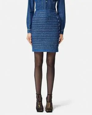 Versace High-waist Panel-detailed Denim Mini Skirt