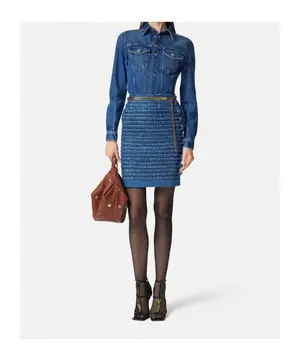 Versace High-waist Panel-detailed Denim Mini Skirt