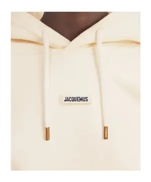 Jacquemus Logo Patch Drawstring Hoodie - Light Beige