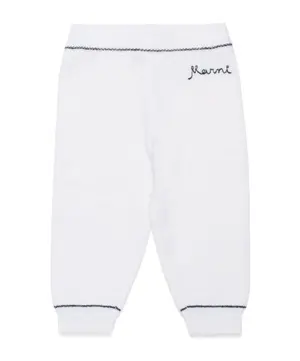 Marni Ribbed Knitted Trousers With Logo Detail - White