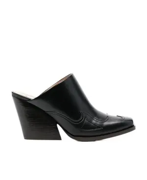 Stella McCartney Square-toe Slip-on Mules With Logo Heel Detail