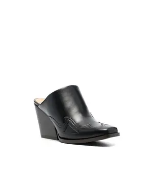 Stella McCartney Square-toe Slip-on Mules With Logo Heel Detail