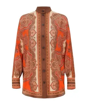 Zimmermann Mahon Paisley Silk Shirt - Brown