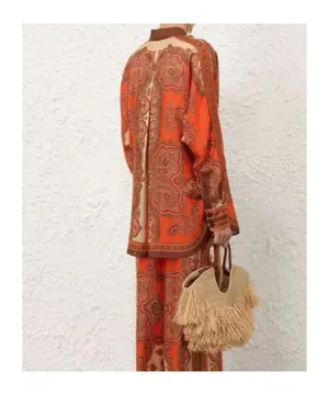 Zimmermann Mahon Paisley Silk Shirt - Brown