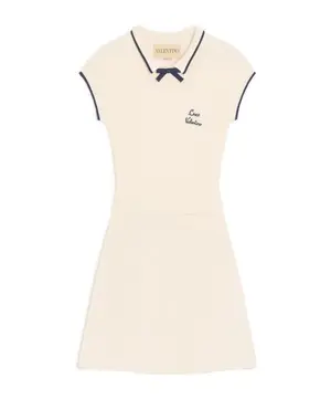 Valentino Garavani Knitted Dress With Bow Neckline And Embroidered Chest - No