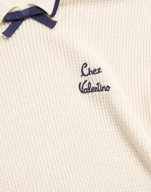 Valentino Garavani Knitted Dress With Bow Neckline And Embroidered Chest