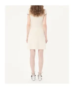Valentino Garavani Knitted Dress With Bow Neckline And Embroidered Chest