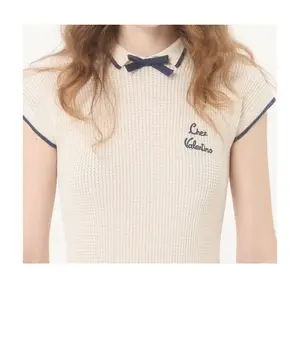 Valentino Garavani Knitted Dress With Bow Neckline And Embroidered Chest