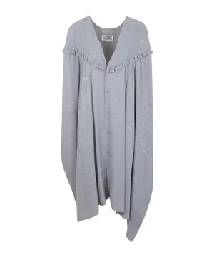 MAISON MARGIELA V-neck Midi Dress With Long Sleeves And Button Closure