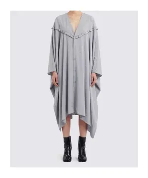 MAISON MARGIELA V-neck Midi Dress With Long Sleeves And Button Closure