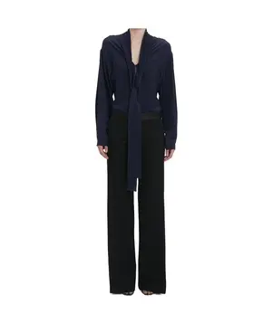 Victoria Beckham Wide-leg Satin-trim Trousers