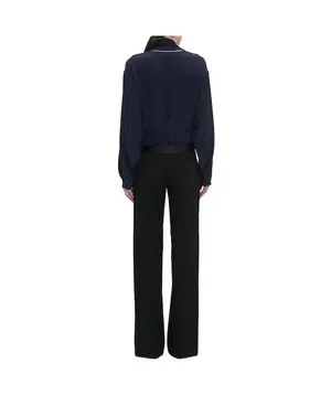 Victoria Beckham Wide-leg Satin-trim Trousers