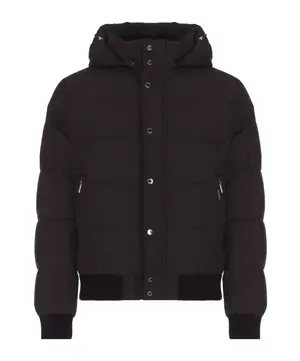 MOORER Hooded Quilted Bomber Jacket - Black