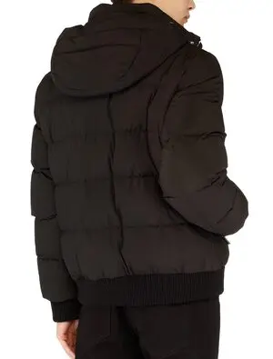 MOORER Hooded Quilted Bomber Jacket - Black