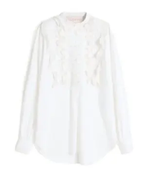 Valentino Garavani Embroidered Ruffle Blouse