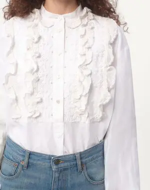 Valentino Garavani Embroidered Ruffle Blouse