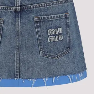 Miu Miu Denim And Poplin Skater Skirt