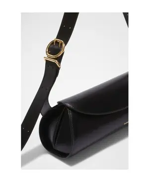 JIL SANDER Small Cannolo Shoulder Bag - Black