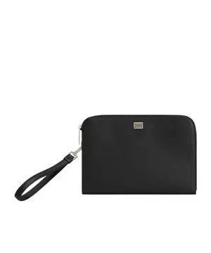 Dolce & Gabbana Leather Clutch Bag With Logo Detail - Black