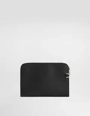 Dolce & Gabbana Leather Clutch Bag With Logo Detail - Black