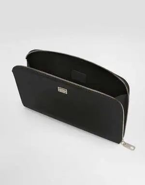 Dolce & Gabbana Leather Clutch Bag With Logo Detail - Black