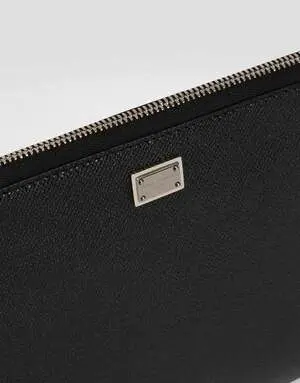 Dolce & Gabbana Leather Clutch Bag With Logo Detail - Black