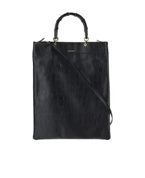 JIL SANDER Embossed Top Handle Bag - Black