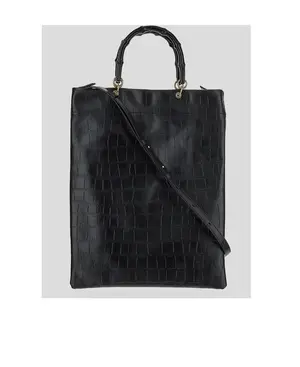 JIL SANDER Embossed Top Handle Bag - Black