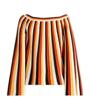 Chloé Off-the-shoulder Striped Fine Knit Top