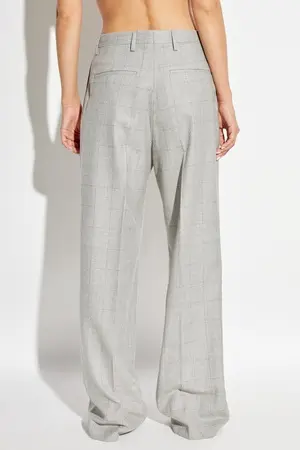 Dries Van Noten Plaid Pleated Trousers - Grey