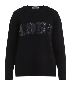 Max Mara Plata Logo Embellished Crewneck Jumper - Black