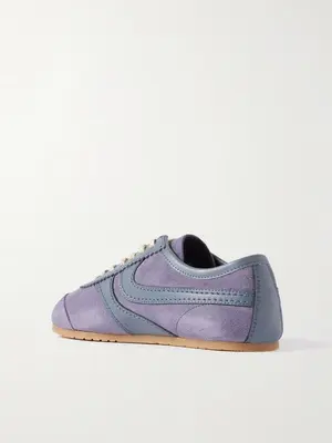 Dries Van Noten Suede Sneakers With Leather Trim - Blue