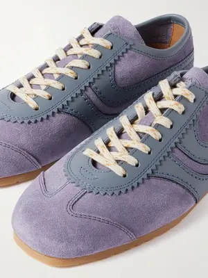Dries Van Noten Suede Sneakers With Leather Trim - Blue