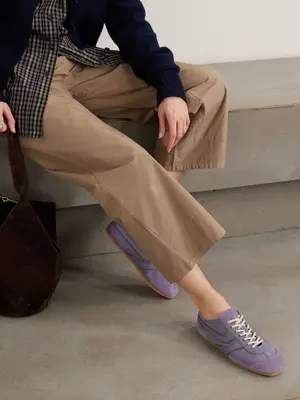 Dries Van Noten Suede Sneakers With Leather Trim - Blue