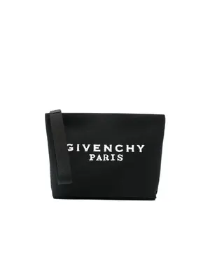 Givenchy Paris Signature Logo Zipped Pouch - Black
