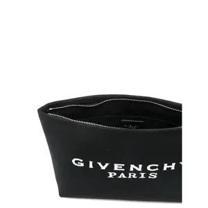Givenchy Paris Signature Logo Zipped Pouch - Black