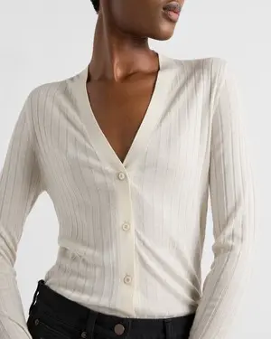 Prada Cashmere And Silk Long Sleeve Cardigan