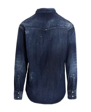 Dsquared2 Logo Patch Buttoned Denim Shirt