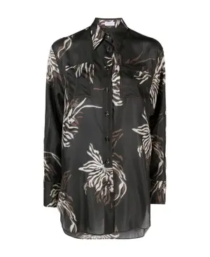 Brunello Cucinelli Long Sleeve Printed Shirt - Black