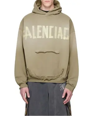 Balenciaga Distressed Logo Hoodie - Gray