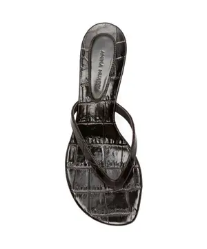 Amina Muaddi Round Toe Heeled Sandals - Black