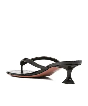 Amina Muaddi Round Toe Heeled Sandals - Black