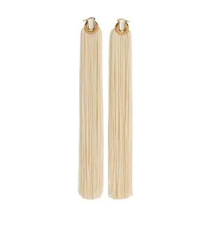 JIL SANDER Gold-toned Ivory Fringed Hoop Earrings - Cornsilk
